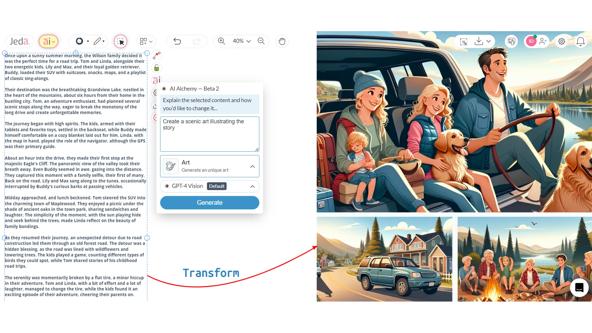 Story to Art with Generative AI Workspace Canvas - Jeda.ai
